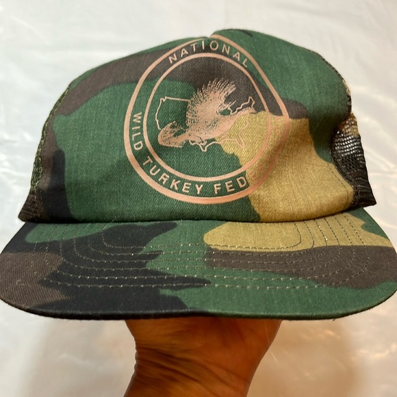 Americap | Accessories | National Wild Turkey Federation Hat Vtg Camo Hunting Trucker Snapback ...
